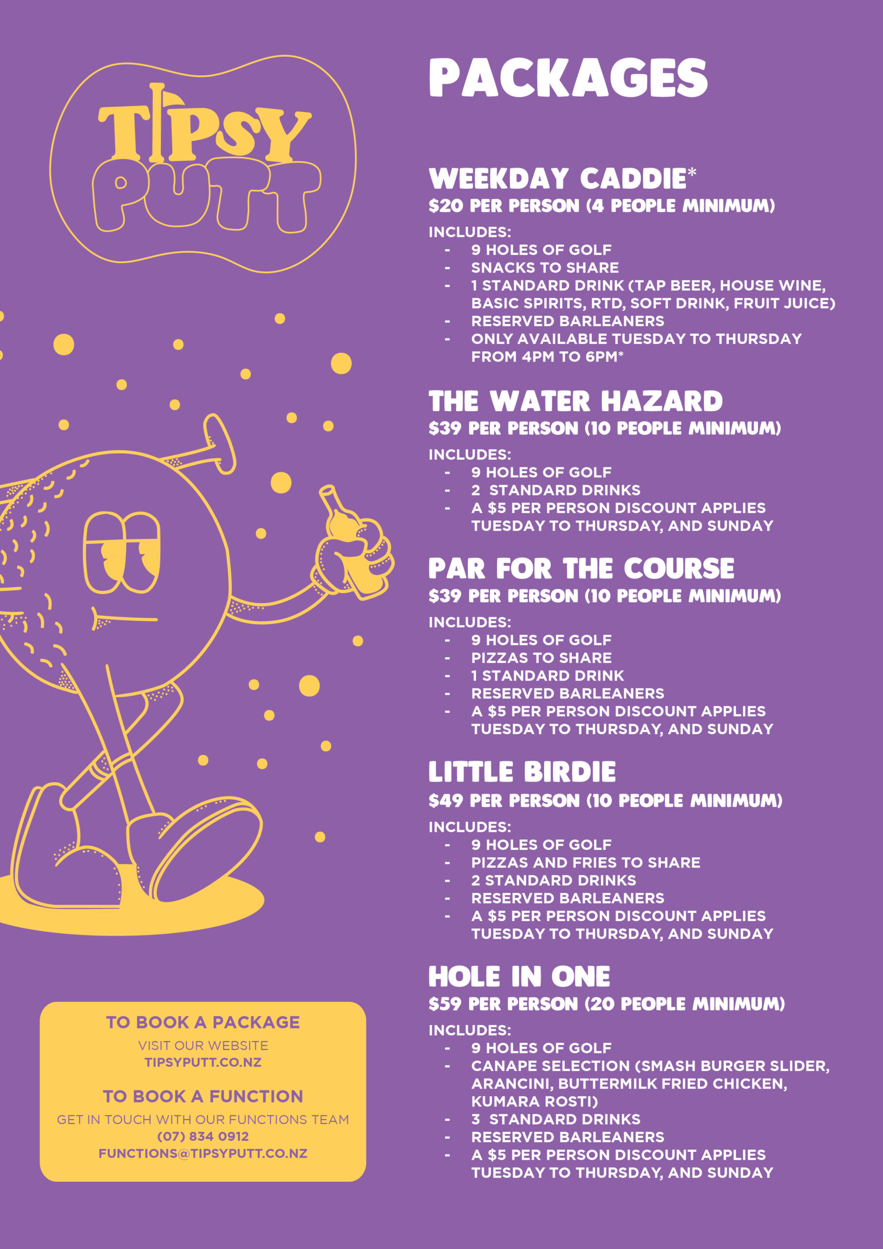 functions packages - Tipsy Putt